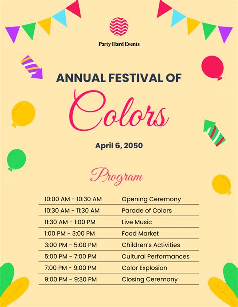 Free Party Program Template To Edit Online