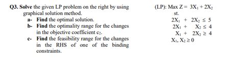 Solved Q Solve The Given LP Problem On The Right By Using Chegg