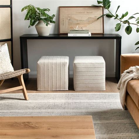 Handlavet 16x16 Cube Ottoman Raffia Cube Ottoman Coffee Table Small Space Living Room Decor