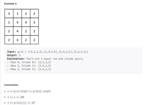 Leetcode 2352 Equal Row And Column Pairs（相等的行和列）leetcode相同的行和列 Csdn博客