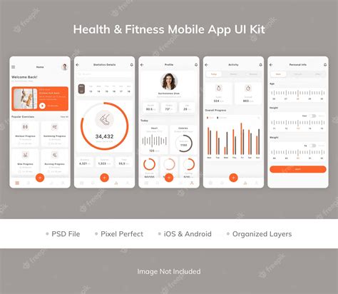 Premium Psd Health And Fitness Mobile App Ui Kit