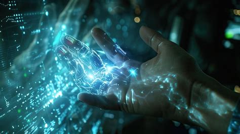 Cybernetic Hand With Glowing Circuitry Premium Ai Generated Psd