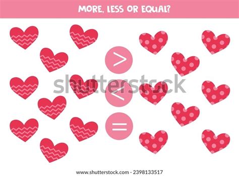 More Less Equal Cute Cartoon Valentine Stock Vector Royalty Free