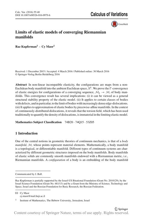 Limits Of Elastic Models Of Converging Riemannian Manifolds