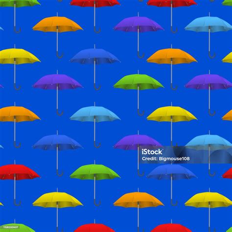 현실적인 상세한 3d 색상 빈 우산 원활한 패턴 배경 벡터 비에 대한 스톡 벡터 아트 및 기타 이미지 비 우산 차일