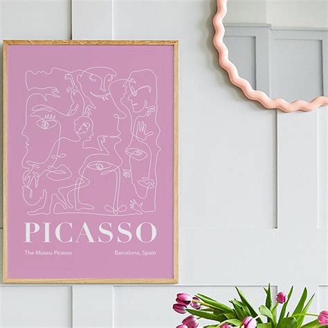 Picasso Line Drawing Print Abstract Pink Picasso Wall Art Museum