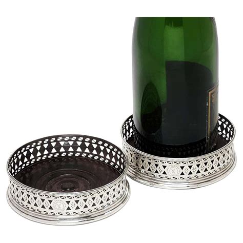 Vintage Britannia Silver And 9k Gold Wine Coaster Bottle Stand At