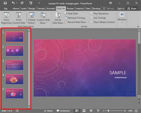 Slides Pane In Powerpoint 2016 For Windows