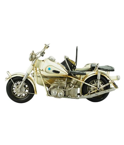 Motocicleta Branca Com Sidecar 18x25x35cm Estilo Retrô Vintage Crd 1814