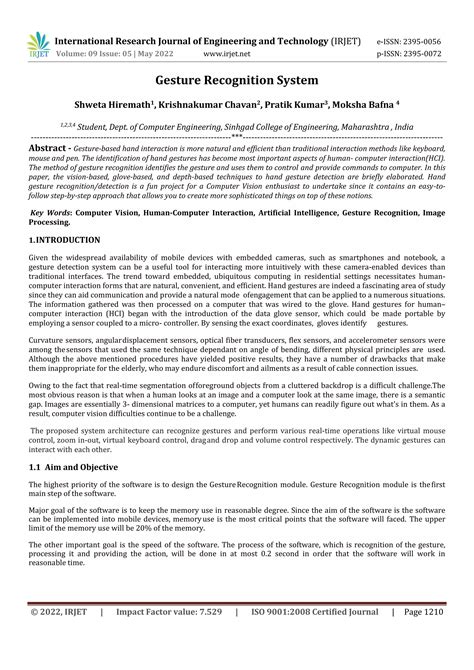 Gesture Recognition System Pdf