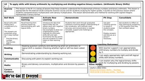 16 Arithmetic Binary Shifts Teaching Resources