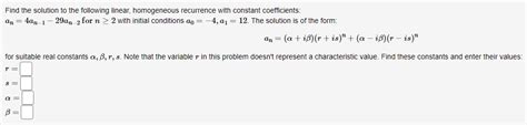 Solved Find The Solution To The Following Linear