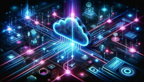 Premium Vector Neon Cloud Computing Data Management Concept