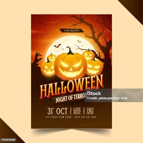 할로윈 수직 포스터 템플릿 벡터 디자인 일러스트레이션 가을에 대한 스톡 벡터 아트 및 기타 이미지 가을 거미 거미줄