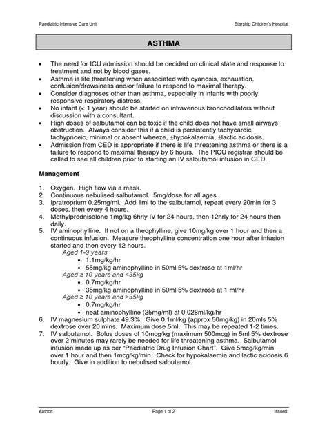 Asthma Protocol Pdf Asthma Intravenous Therapy