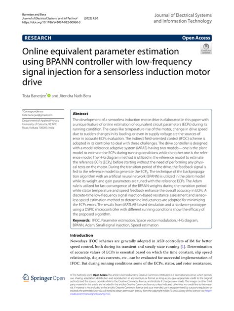 Pdf Online Equivalent Parameter Estimation Using Bpann Controller