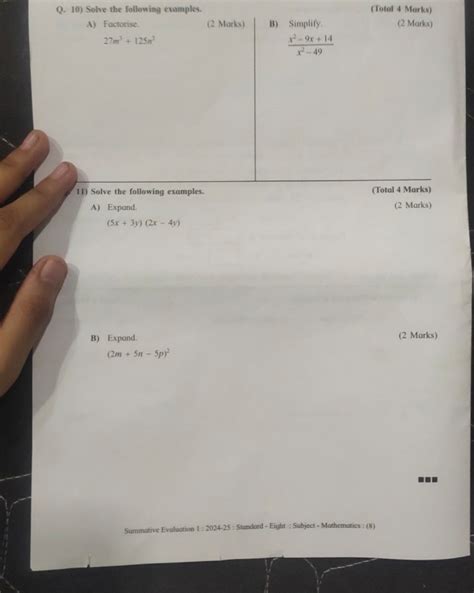 Q 10 Solve The Following Examples A Factorise 27 M 3 125 N