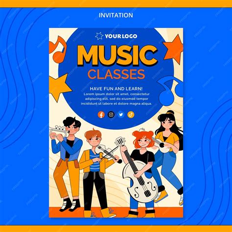 Premium Psd Flat Design Music Classes Template