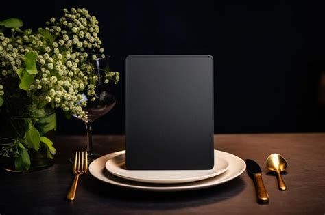 Premium Photo Classy Menu Design Black Mockup