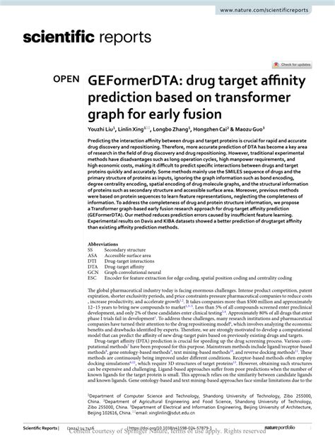 Pdf Geformerdta Drug Target Affinity Prediction Based On Transformer
