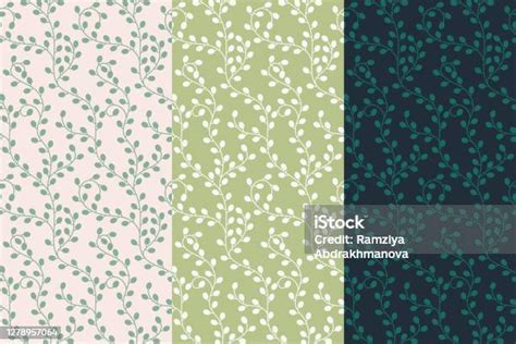 잎 매끄러운 패턴 세트 벡터 리프 손으로 그린 반복 요소 패션 프린트 직물 이나 옷에 대 한 디자인 자연스러운 배경 0명에 대한 스톡 벡터 아트 및 기타 이미지 Istock
