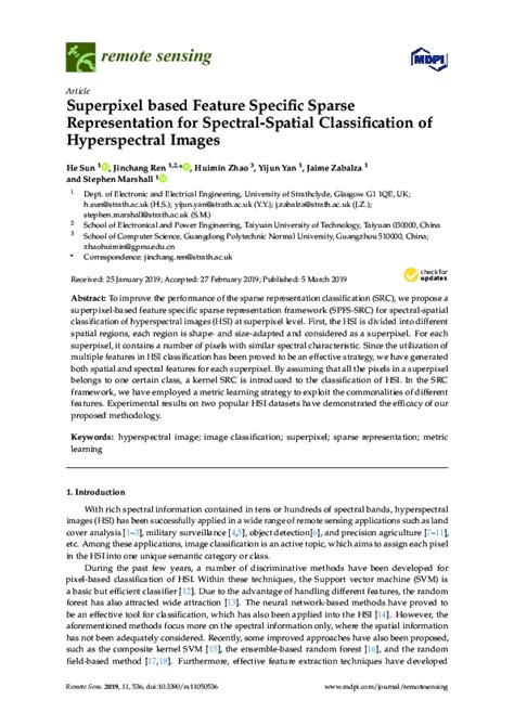 Pdf Superpixel Based Feature Specific Sparse Representation For