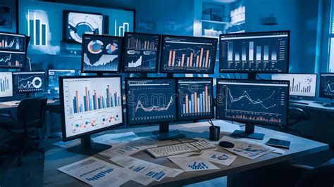The Data Analyst Stock Illustration Illustration Of Monitors 332215772