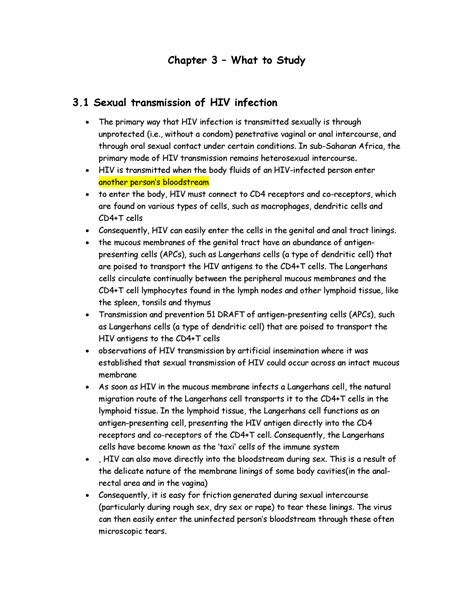 Chapter 3 What To Study Chapter 3 What To Study 3 Sexual Transmission Of HIV Infection The