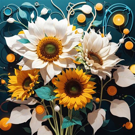 Abstract Floral Art With Vibrant And Contrasting Colors Stock Illustration Illustration Of