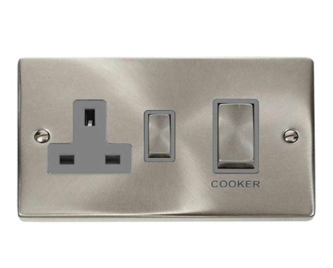 2 Gang Double Pole Cooker Switch 45a With 13a Double Pole Socket