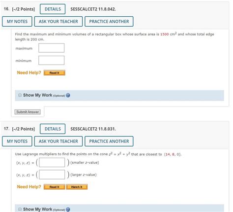 Solved Find The Maximum And Minimum Volumes Of A Rectangular