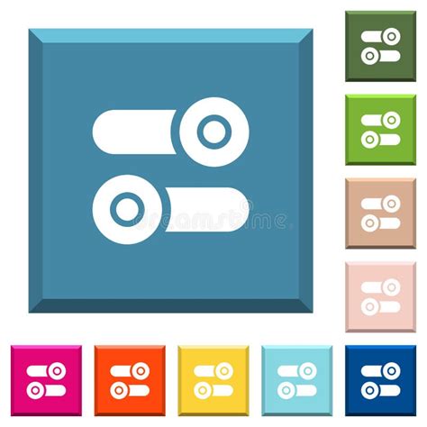 Toggle Switches White Icons On Edged Square Buttons Stock Vector Illustration Of Left