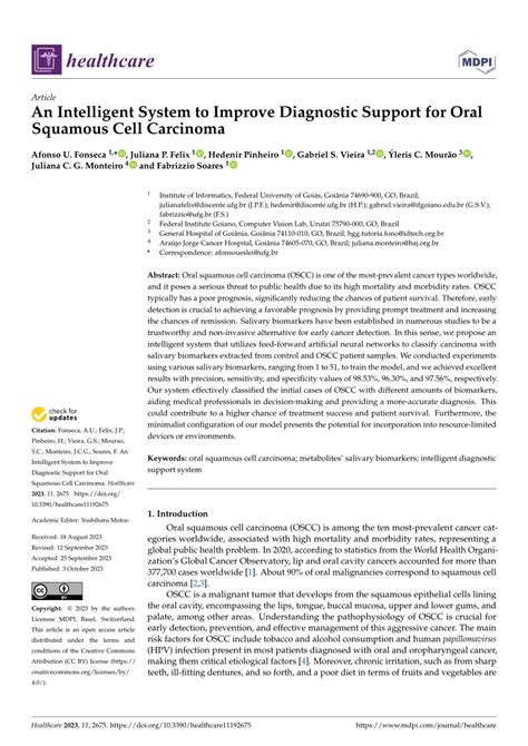 Pdf An Intelligent System To Improve Diagnostic Support For Oral Squamous Cell Carcinoma