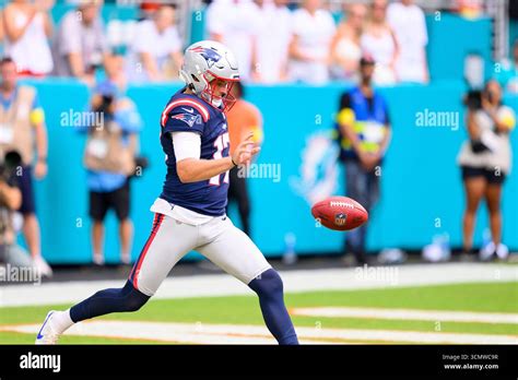 New England Patriots Punter Bryce Baringer 17 Punts The Ball During An Nfl Football Game