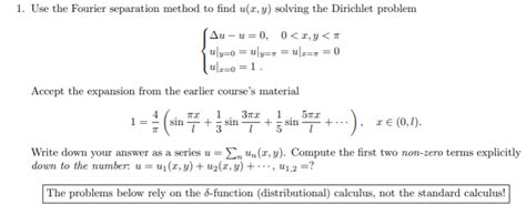 solved 1 use the fourier separation method to find u x y