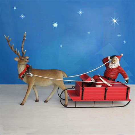 Long Yab Designs Outdoor Santa Sleigh Reindeer