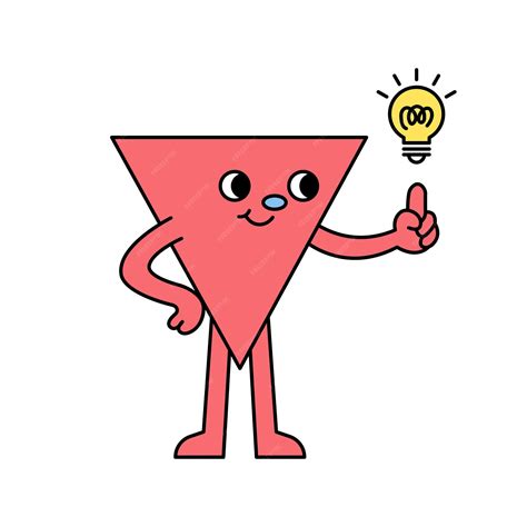 Premium Vector Cute Shape Characters An Inverted Triangle Figure Has A Good Idea And Is Giving