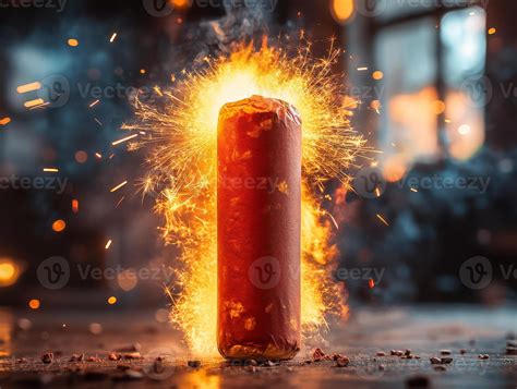 A Cylindrical Firework Emits Sparks And Flames In A Dramatic Display