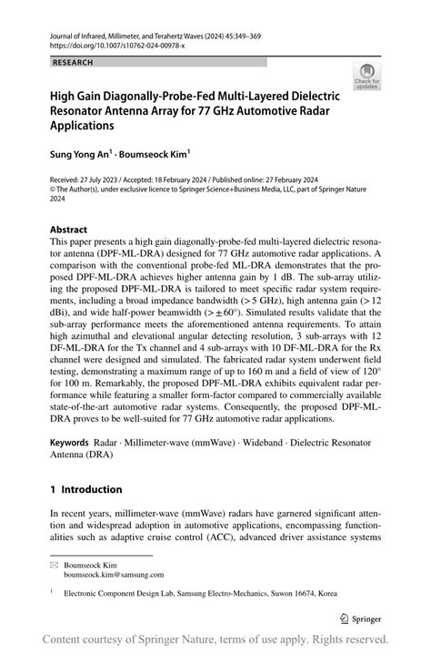 High Gain Diagonally Probe Fed Multi Layered Dielectric Resonator Antenna Array For 77 Ghz