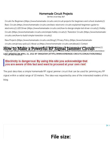 How To Make A Powerful Rf Signal Jammer Circuit Homemade Circuit