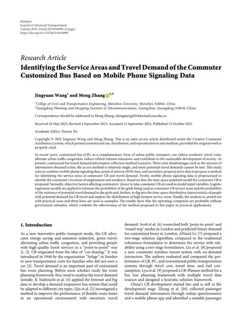 Pdf Identifying The Service Areas And Travel Demand Of The Commuter Customized Bus Based On