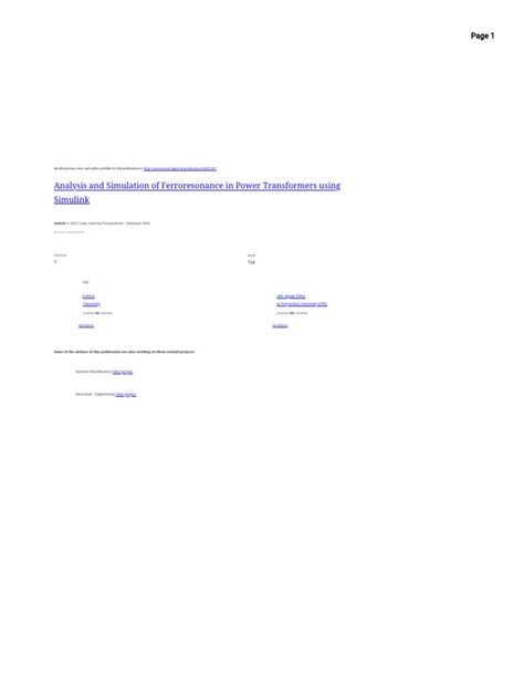 Analysis And Simulation Of Ferroresonance In Power Transformers Using Simulink Pdf