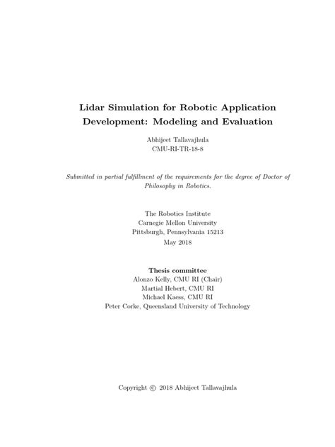 lidar simulation for robotic application pdf simulation lidar