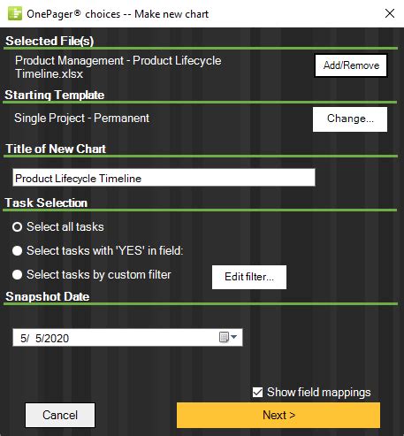 Product Lifecycle Timelines In Excel OnePager Express