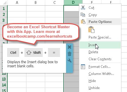 Excel Shortcuts To Insert Or Delete Rows And Columns Become A Shortcut Expert