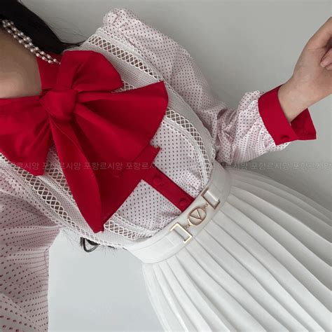 [르시앙]타이 분리 가능 빅리본 레이스 시스루 큐티 섹시 블라우스 𝙝𝙞𝙜𝙝 𝙦𝙪𝙖𝙡𝙞𝙩𝙮 고급의류 국내제작 에이블리