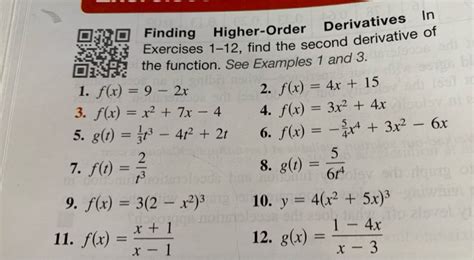 Solved Derivatives In Finding Higher Order Exercises Chegg Com Worksheets Library