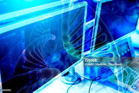 이중 노출 바이러스 로부터 Dna 분자의 3 차원 렌더링을 배경 모니터 의료 기기 암을 치료 하기 위한 종양학에 대한 스톡 사진 및 기타 이미지 Istock