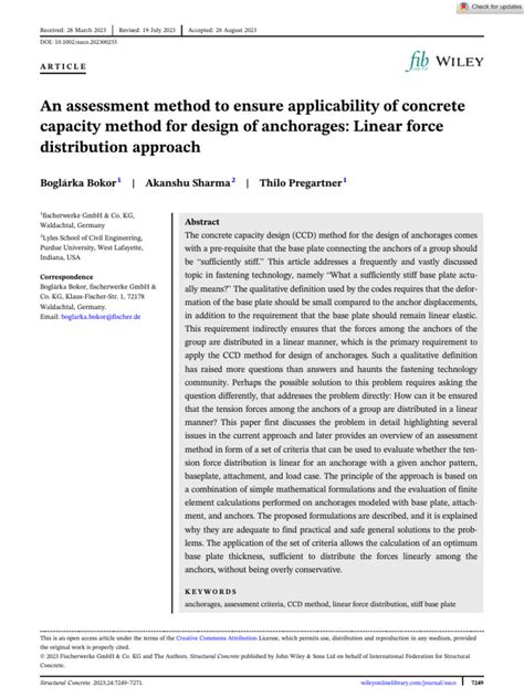 Structural Concrete 2023 Bokor An Assessment Method To Ensure Applicability Of Concrete
