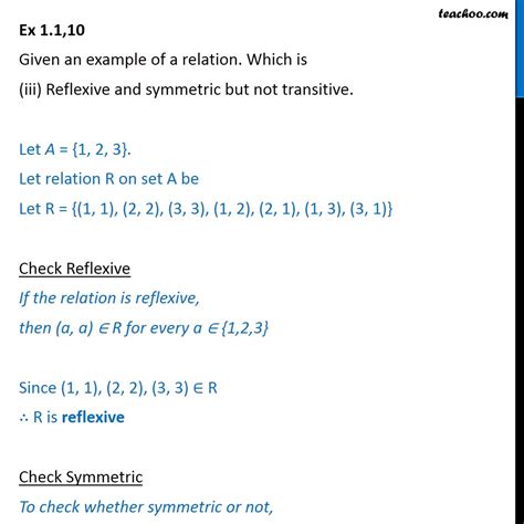 Ex 11 10 Given An Example Of A Relation Which Is Chapter 1